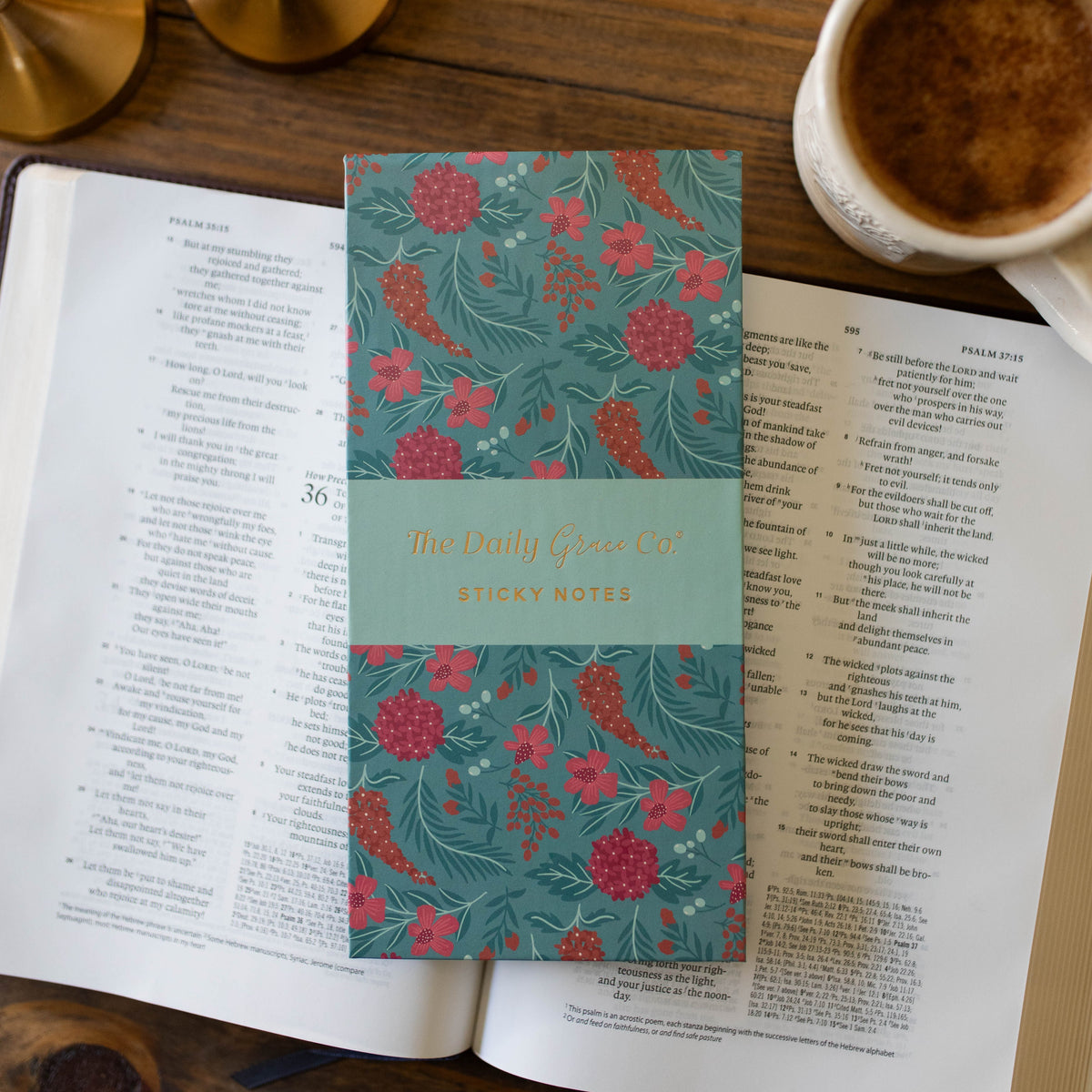 Sticky Note Set | Teal Blooms | TDGC – The Daily Grace Co.